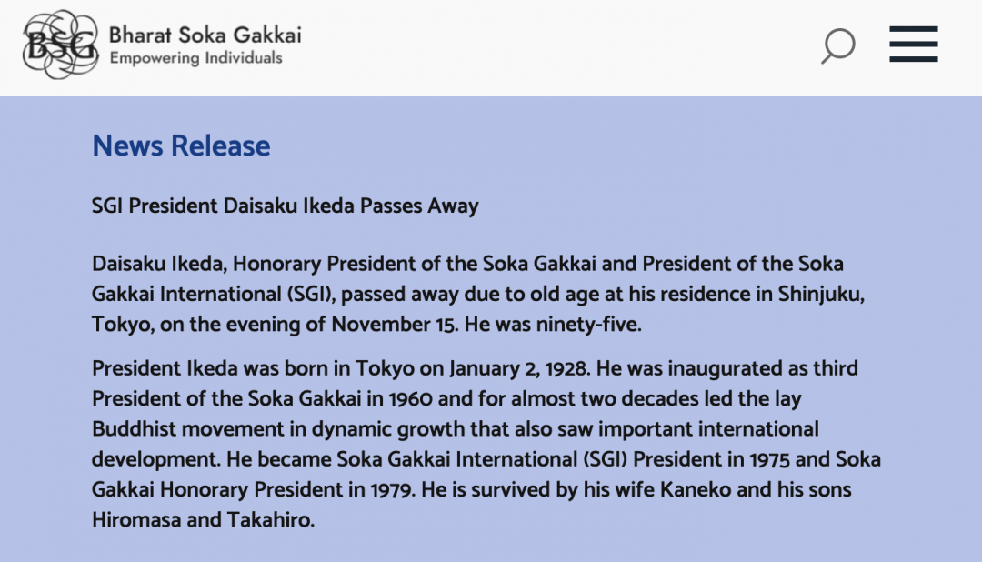 [NEWS] Global SGI Community Grieves on Social Media: Shared Reflections on the Passing of our ...