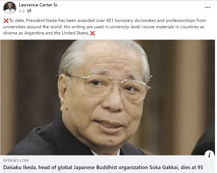 [NEWS] Dr. Lawrence Edward Carter, Sr & Daisaku Ikeda : Daisaku Ikeda ...
