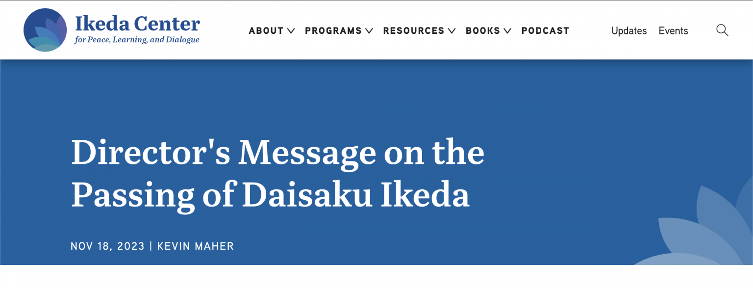 [NEWS] Various institutions founded by Dr. Daisaku Ikeda expressed ...