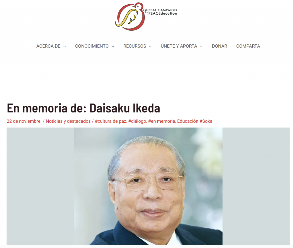 [NEWS] “In Memory of Daisaku Ikeda“ from Ikeda Center for Peace ...